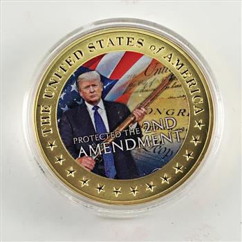 Donald J. Trump 24K Gold Layered Colorized Medallion*2nd Amendment*1.25 ...
