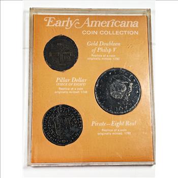 Early American Coin Collection Replicas: Gold Doubloon, Pillar Dollar ...