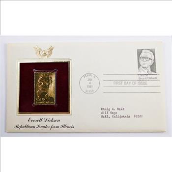 Everett Dirksen; Republican Senator from Illinois Gold Replica Stamp ...