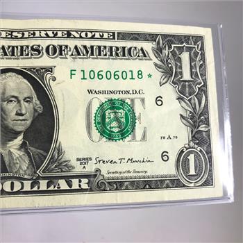 FANCY SERIAL NUMBER STAR NOTE*Series 2017A $1 Federal Reserve Note ...