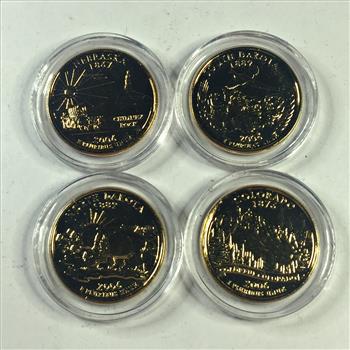 Four 24K Gold Layered Commemorative Quarters*Colorado, North Dakota ...
