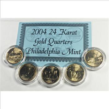 Full Five Coin Set of 2004-P 24K Gold Layered Commemorative State ...