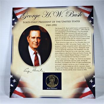 George H. W. Bush 24K Gold Layered Commemorative Presidential Medal ...