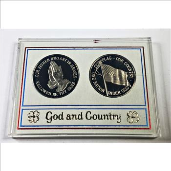 God and Country*Our Father Prayer and Pledge of Allegiance on Silver ...