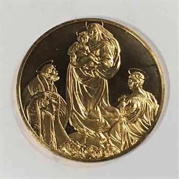 Gold Electro-plated Sterling Silver Medallion*Sistine Madonna*31.5 ...