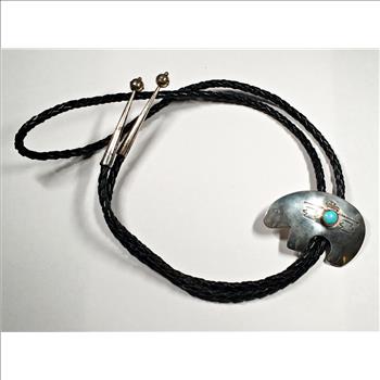 Handmade Sterling/Turquoise Southwestern Bear Designed Bolo Tie*Approx ...