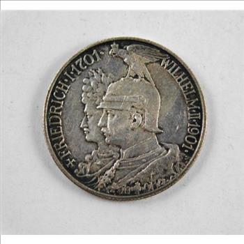 HIGH GRADE 1901 German States Prussia SILVER 2 Mark King Wilhelm II ...