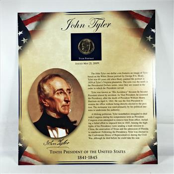 John Tyler Uncirculated Commemorative Presidential $1*Encased in 9" x ...