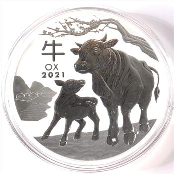 Kilo 9999 Fine Silver Round RARe Australia Ox in Holder | Property Room