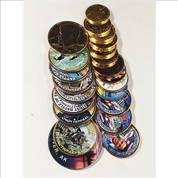Large Lot of 24K Gold Layered and Colorized US Coins*Half Dollars ...
