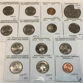 Large Lot of Proof and High Grade Quarters, Eisenhower Dollar and ...