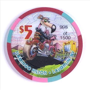 Limited 1997 Edition $5 Gaming Token*Motorcycle Flamingo*#996 of 1500 ...