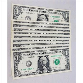 Lot of (10) Consecutive STAR NOTE NOTE REPLACEMENT ERROR 2017 $1 ...