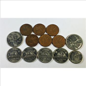Lot of 13 High Grade Canadian Coins: Various Denominations and Years ...