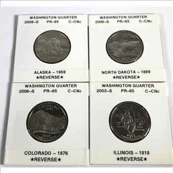 Lot of 4 High Grade Proof Cameo Quarters Illinois - North Dakota ...