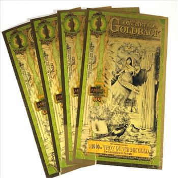 Lot of Four (4) 1 Nevada Goldbacks*1/1000 Troy Ounce of 24K Gold*For ...
