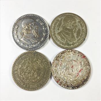 Lot of Four Mexican Silver Pesos*1959-Mo, 1966-Mo, 1962-Mo and 1958-Mo ...