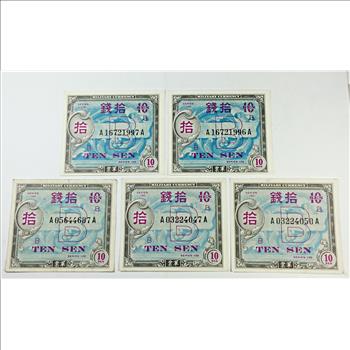 Lot of Four Series 100 Japan Ten Sen*Military Currency*High Grade/Crisp ...