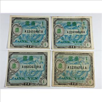 Lot of Four Series 100 Japanese One Yen Military Currency*Circulated ...