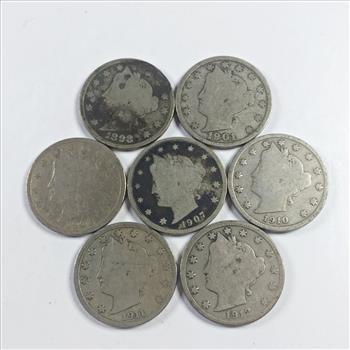 Lot of Seven Liberty Head "V" Nickels: 1912, 1911, 1910, 1907, 1903, 1901 and 1898 | Property Room