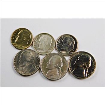 Lot of Six U.S. Dimes and Nickels*All Uncirculated or Proof*1 Keel Boat ...