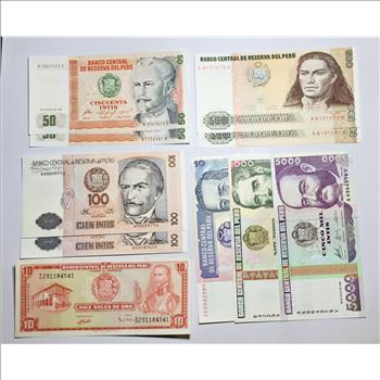 Lot of Ten 1980's Peru Banknotes*Various Denominations*Crisp ...