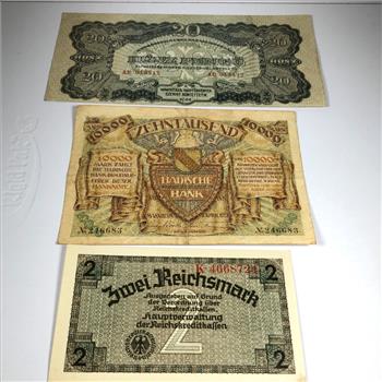 Lot of Three German and Hungary Bank Notes*Dates of 1923 to 1944 ...
