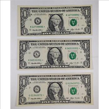 Lot of Three Series 1993 Federal Reserve $1 STAR Notes*Two Dallas, Tx ...