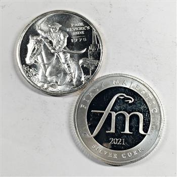 Lot of Two (2) 1/2 Troy Ounces .999 Fine Silver Rounds: First Majestic ...