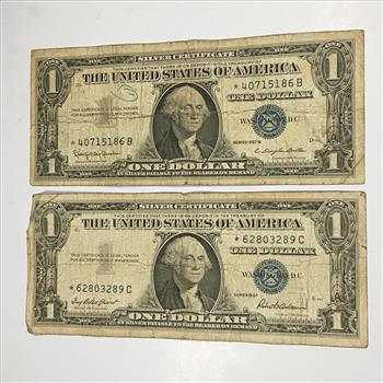 Lot of Two (2) STAR NOTE REPLACEMENT ERROR NOTES: Series 1957 ...