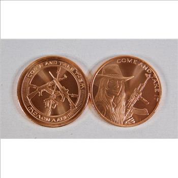 Lot of Two 2021 One Ounce Copper Rounds*Come and Take Them*Come and ...