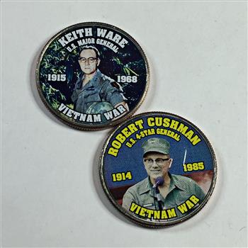 Lot of Two Colorized Kennedy Half Dollars Commemorating the Vietnam War ...
