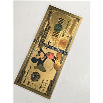 Mickey Mouse Gold Foil One Million Dollar Banknote | Property Room
