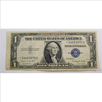 Minor Miscut United States $1 Silver Certificate Error Replacement STAR ...