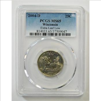 MINT ERROR 2004-D Wisconsin Extra Leaf Low Statehood Quarter PCGS ...