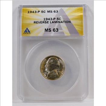 MINT ERROR*1943-P Silver Jefferson Nickel*Reverse Lamination Error ...