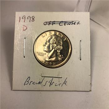 MINT ERROR*1998-D Washington Quarter*Broad Struck*High Grade with ...