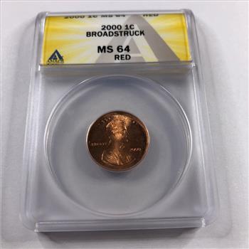 MINT ERROR*2000 BROADSTRUCK Lincoln Head Memorial Cent*Graded MS64 Red by ANACS | Property Room