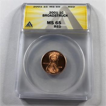 MINT ERROR*2001 BROADSTRUCK Lincoln Head Memorial Cent*Graded MS65 Red by ANACS | Property Room