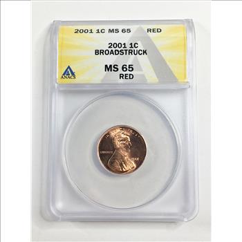 MINT ERROR*2001 Lincoln Head BROADSTRUCK Memorial Cent*Graded MS65 Red by ANACS | Property Room