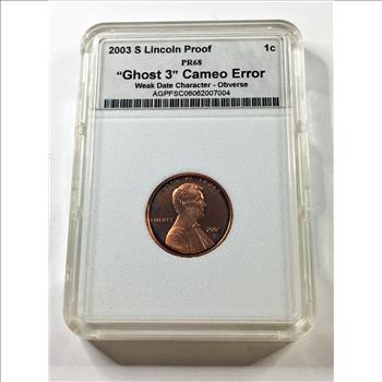 MINT ERROR*"Ghost 3 Cameo Error" with Weak Date 2003-S Proof Lincoln ...