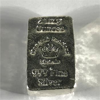Monarch Precious Metals 2oz 999 Silver Cube Shaped Poured Bar ...