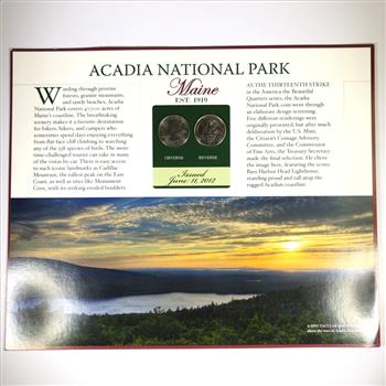 National Park Quarter Display Board featuring Acadia Uncirculated ...
