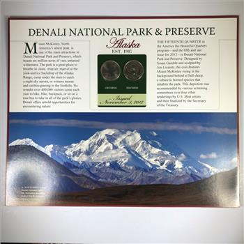 National Park Quarter Display Board featuring Denali Uncirculated ...