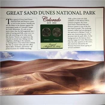 National Park Quarter Display Board featuring Great Sand Dunes ...
