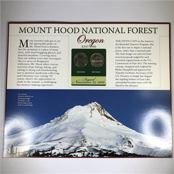 National Park Quarter Display Board featuring Mount Hood Uncirculated ...