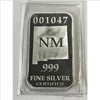 Numbered 1/2 oz .999 Fine Proof Silver Bar*New Mexico*Federated Mint ...