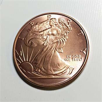 One Ounce .999 Copper Round Commemorating the Walking Liberty Half ...