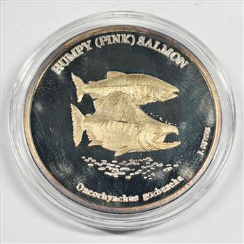 One Troy Ounce .999 Fine Proof Silver/Gold*Alaska*Humpy (Pink) Salmon ...