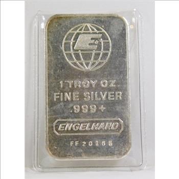 One Troy Ounce .999 Proof Silver Bar*Engelhard*Sealed in Plastic Holder ...